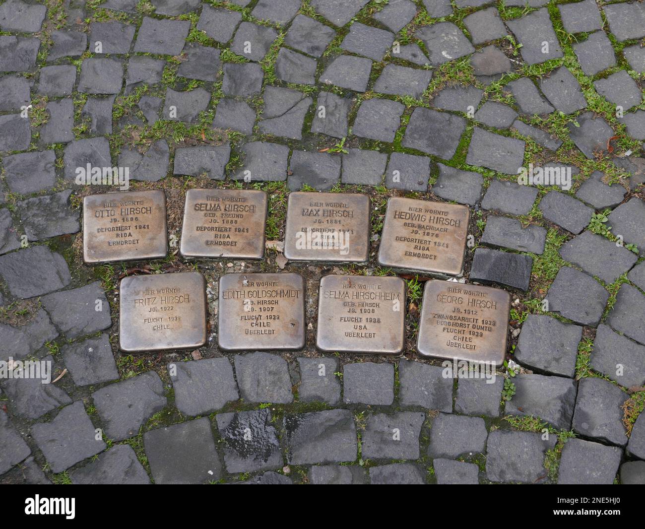 Stolpersteine Holocaust memorial stones embedded in pavement. Germany ...