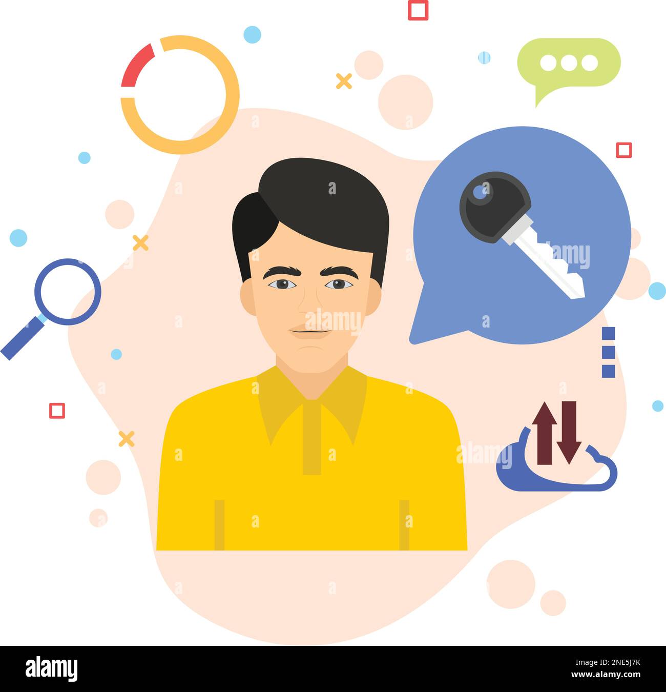 Solutions architect Concept, HRM Symbol, Executive with Key Vector ...