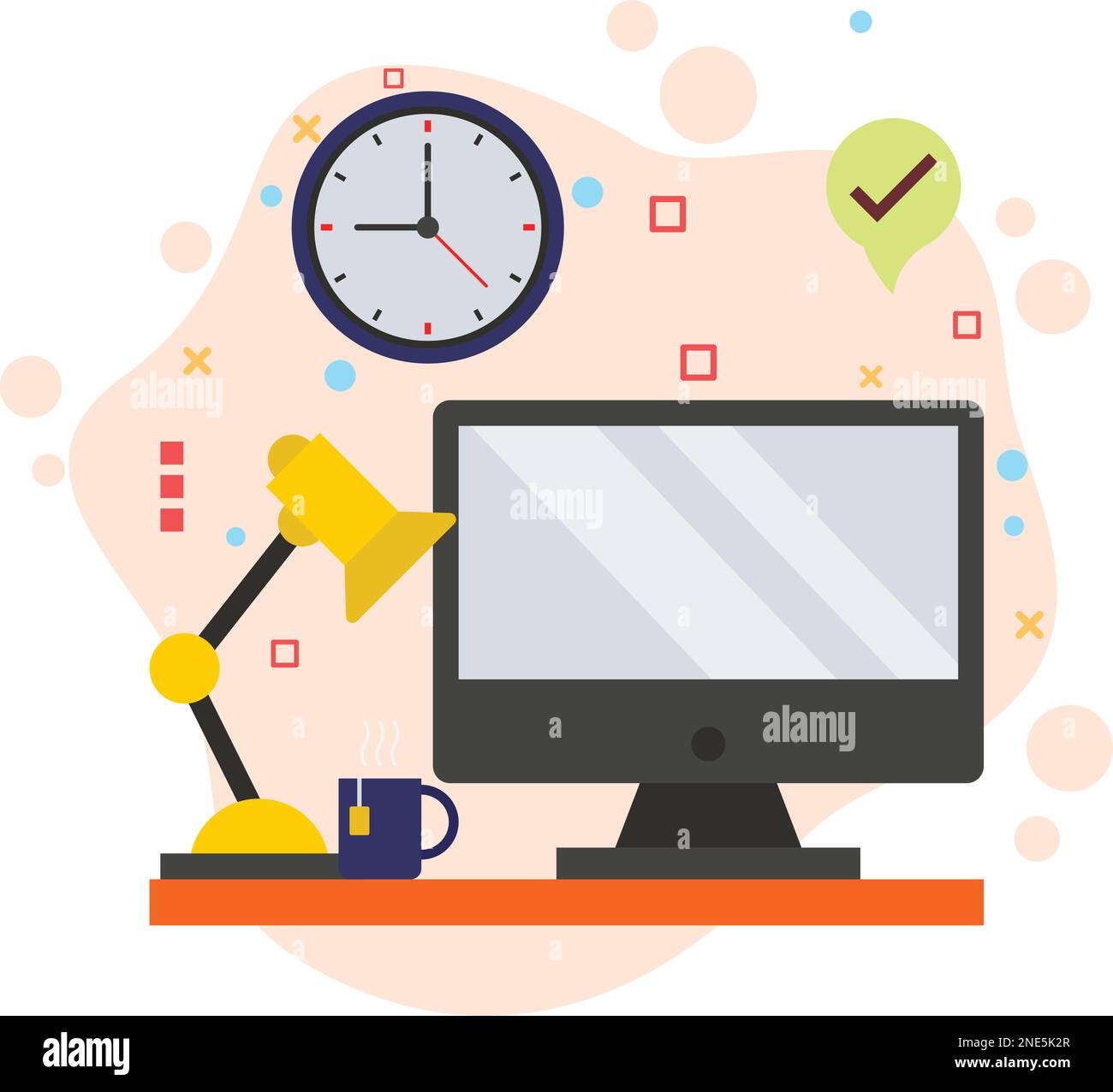 Freelancer home Office Desk Concept, Hrm symbol, Workplace Table Clock ...