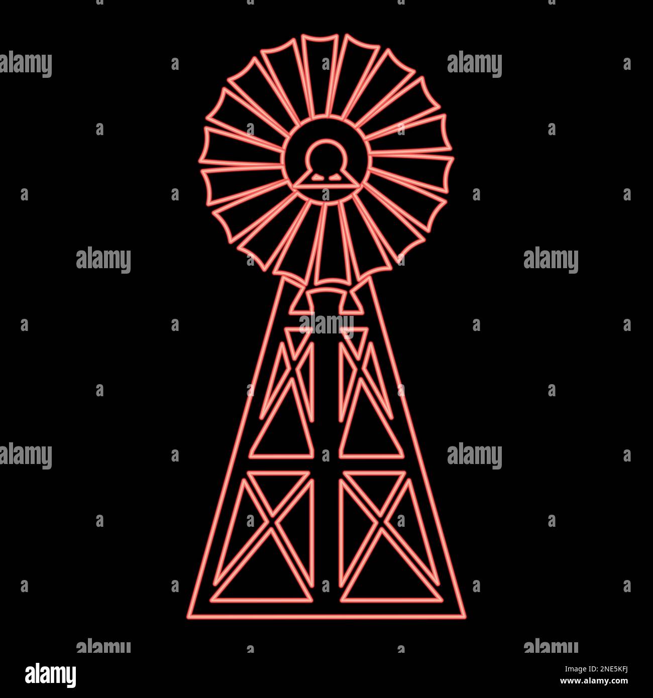 Neon wind generator red color vector illustration image flat style ...