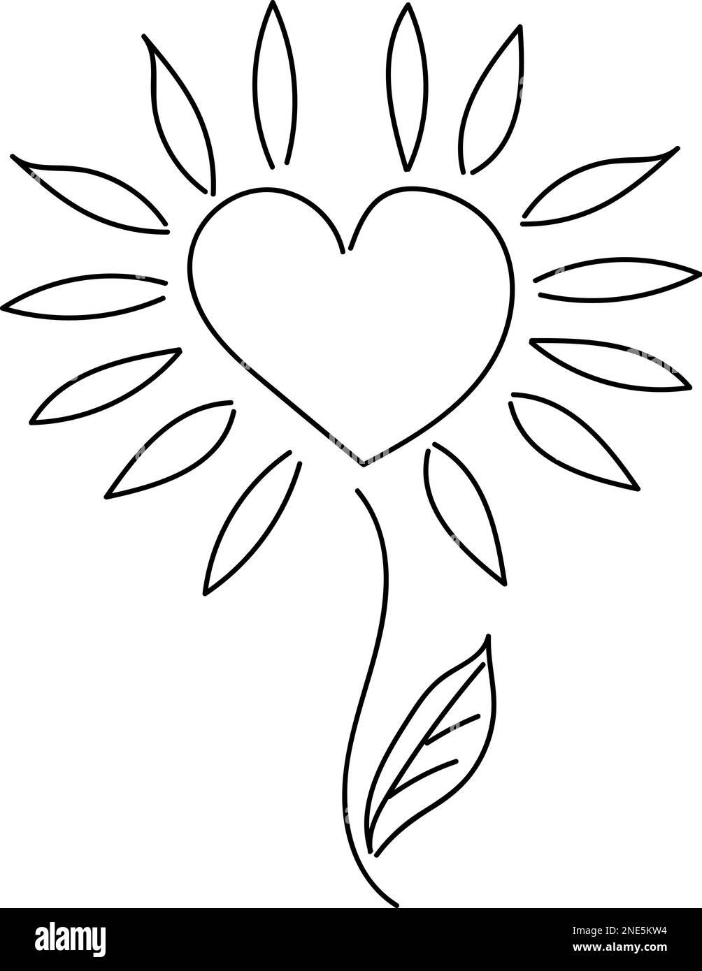 Heart, flower, doodle picture. Hand drawn, vector illustration. Symbol ...