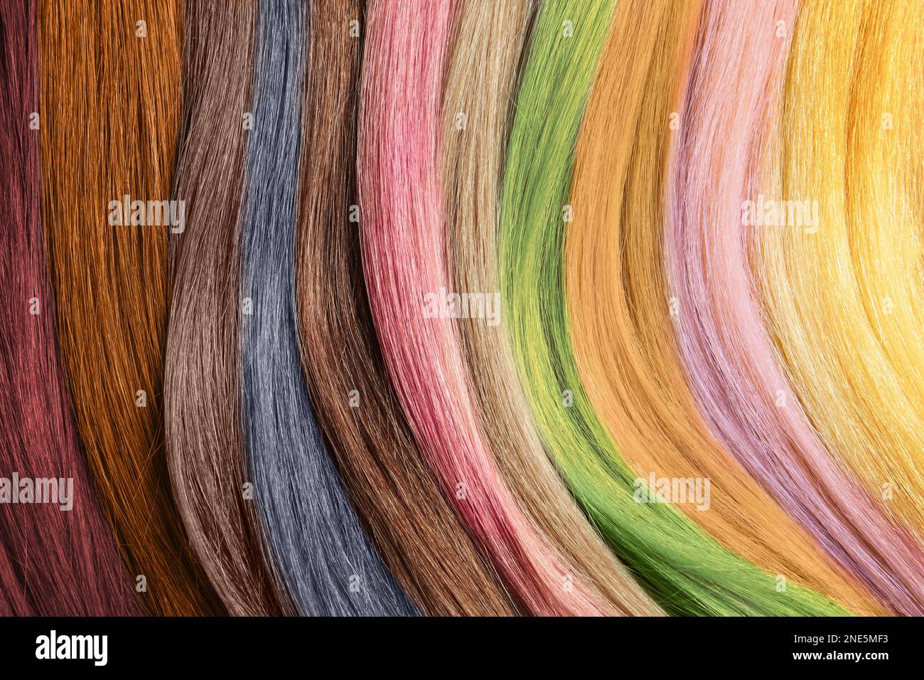 Strands of different color hair as background, closeup Stock Photo - Alamy