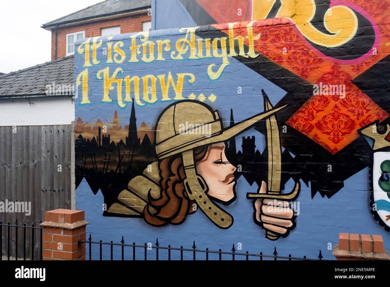 Fort Royal mural detail on The Mount Pleasant Inn, Worcester, UK Stock ...