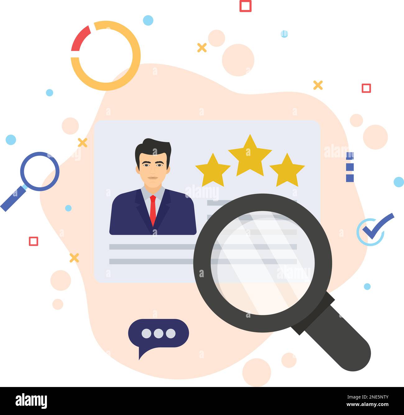 Technical recruiter Concept, Finding Right Candidate Vector color Icon Design, Head hunting ...