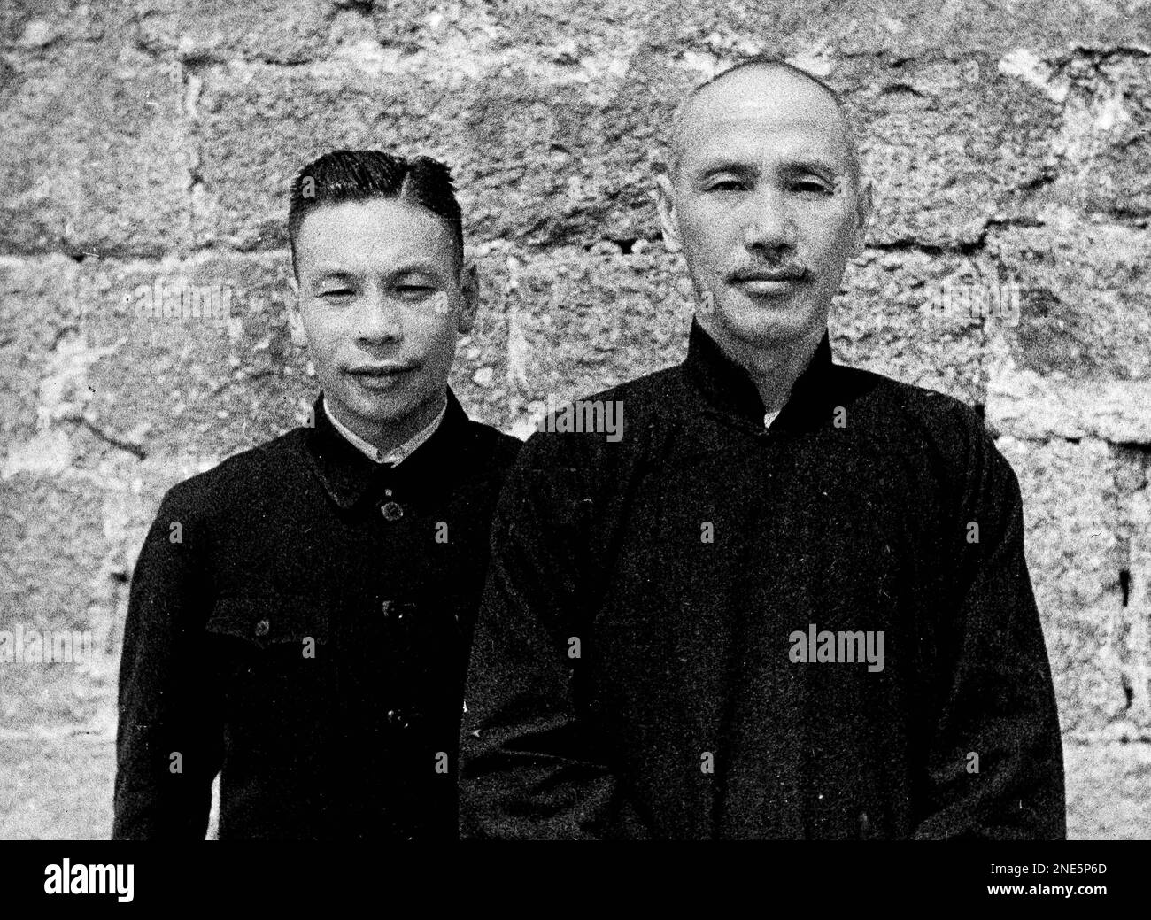 Generalissimo Chiang Kai-Shek with his son Chiang Ching-Kuo in Hunan ...