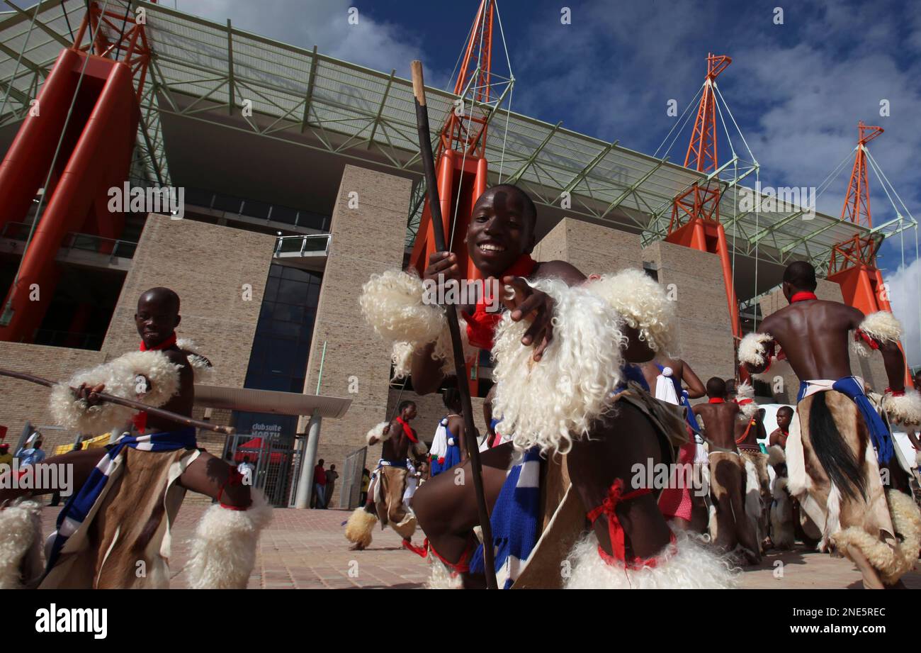 This photo taken Sunday Feb. 28, 2010 shows the Mbombela Soccer Stadium ...