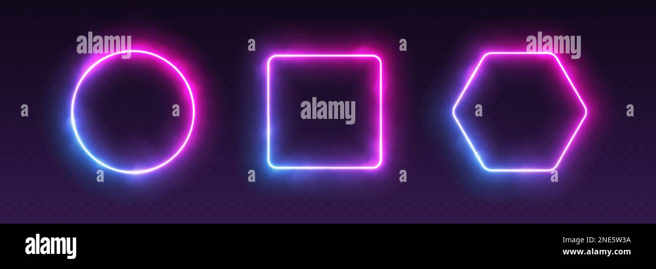 Gradient neon frames with smoke, led borders with mist effect ...