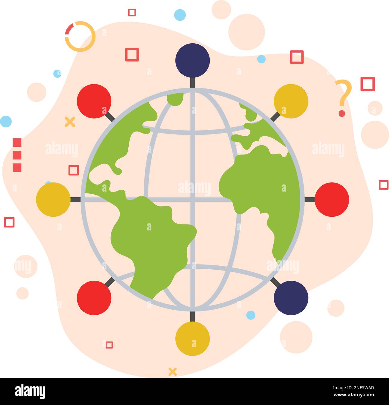 Remote Team or Global Business Concept, Multi National Companies Vector color Icon Design ...