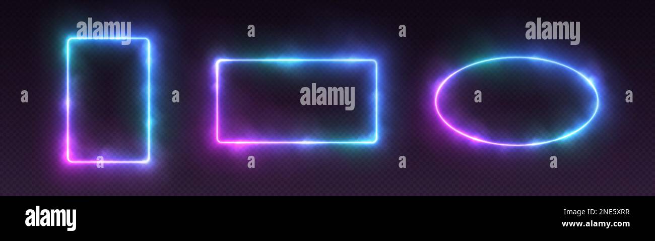 Neon frames with smoke, gradient glowing borders with fog, futuristic LED banners Stock Vector ...