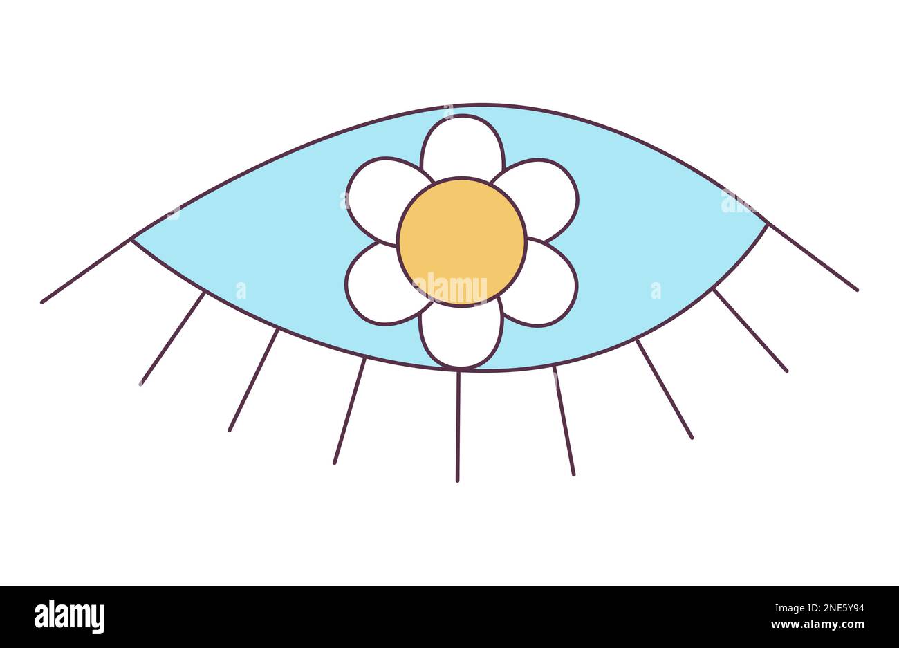 Retro 70s Groovy Hippie sticker eye. Psychedelic cartoon element -funky ...