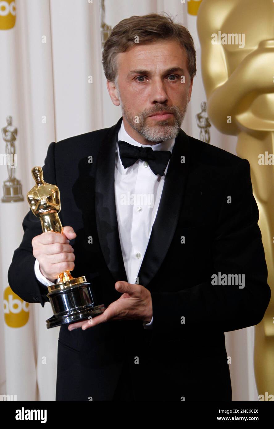 Christoph Waltz poses backstage with the Oscar for best performance by ...