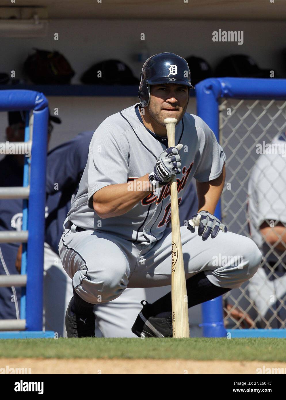 Detroit Tigers' Johnny Damon waits on deck during a spring training ...
