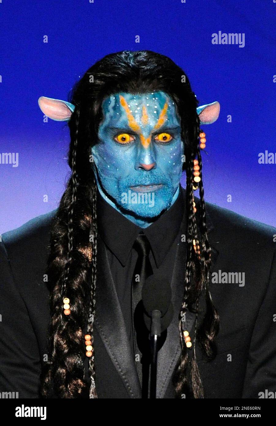 Ben Stiller in makeup as a character from the movie "Avatar" during the ...