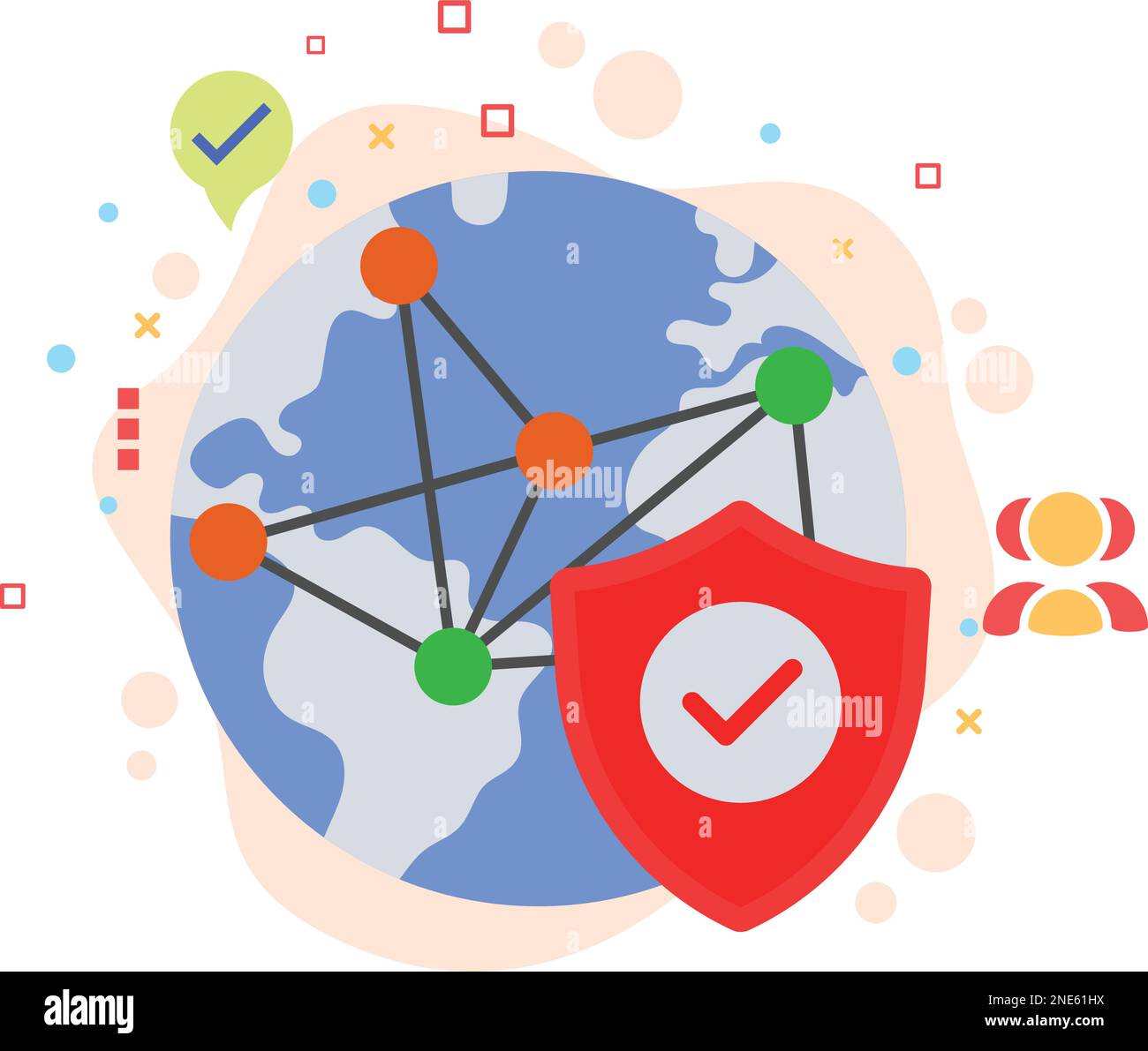 World Map with Protection shield Concept, Business Branches vector ...