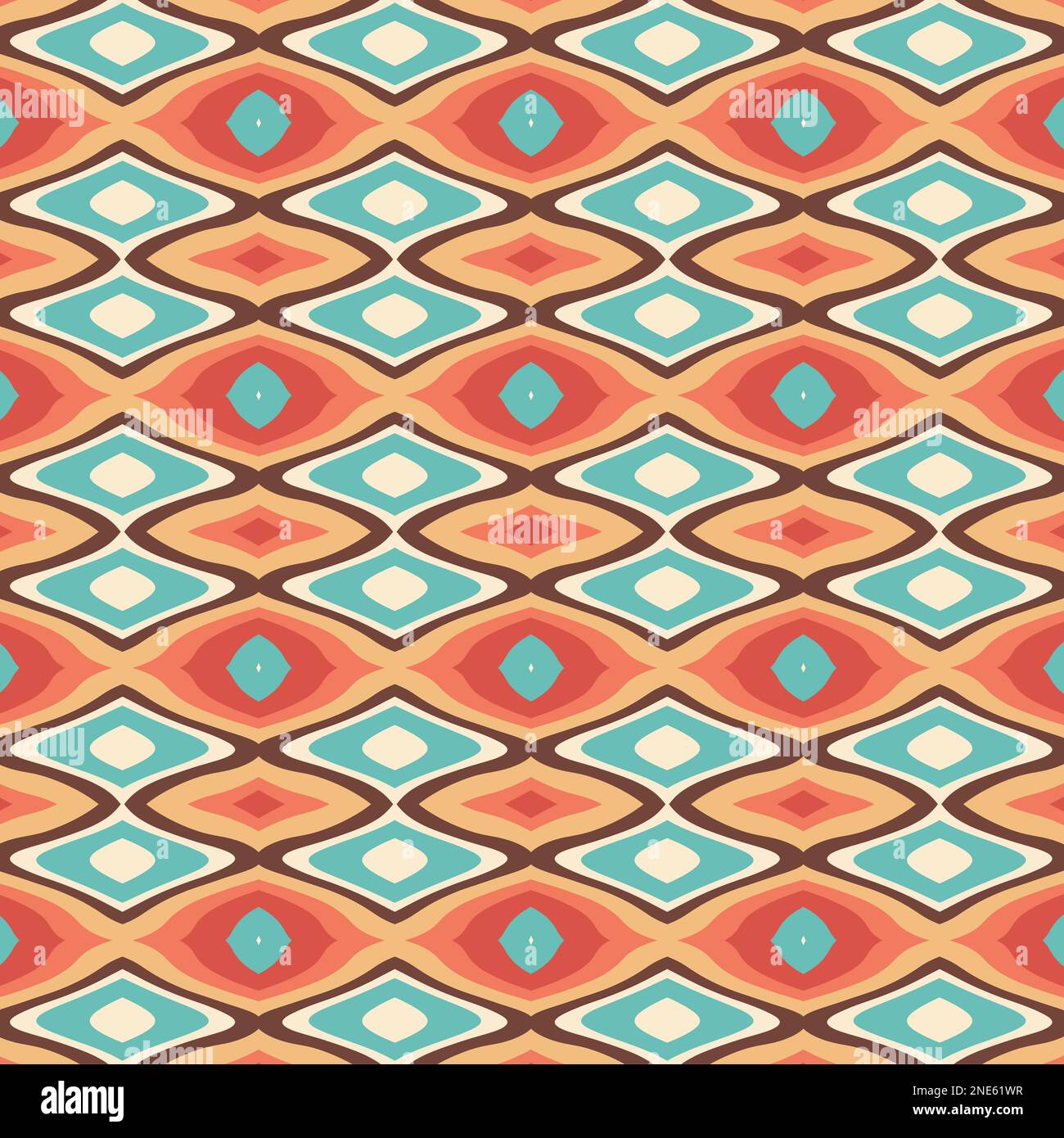 Colorful pattern in the 60s, 70s surface design, fabrics, paper ...