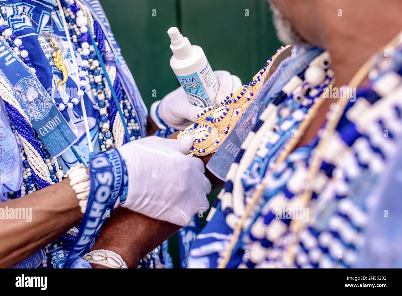Details and props of the clothes of the traditional carnival group ...