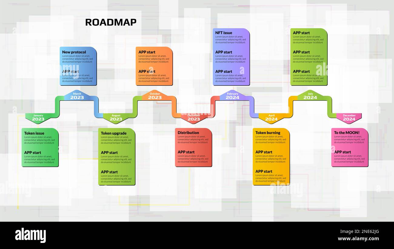 Roadmap with colorful copy space on light background with rectangles ...