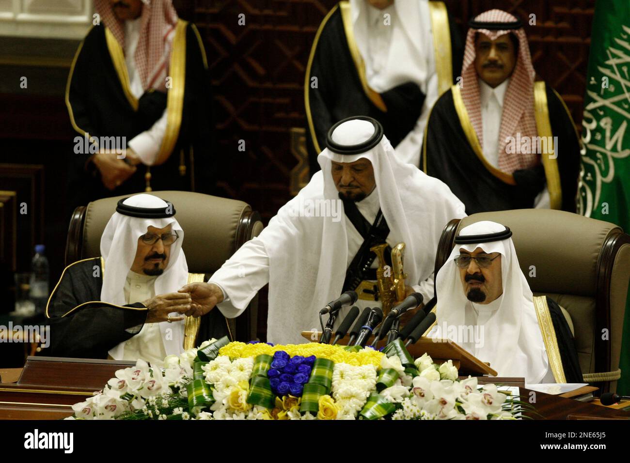 King Abdullah bin Abdul Aziz al-Saud of Saudi Arabia, seated at front ...