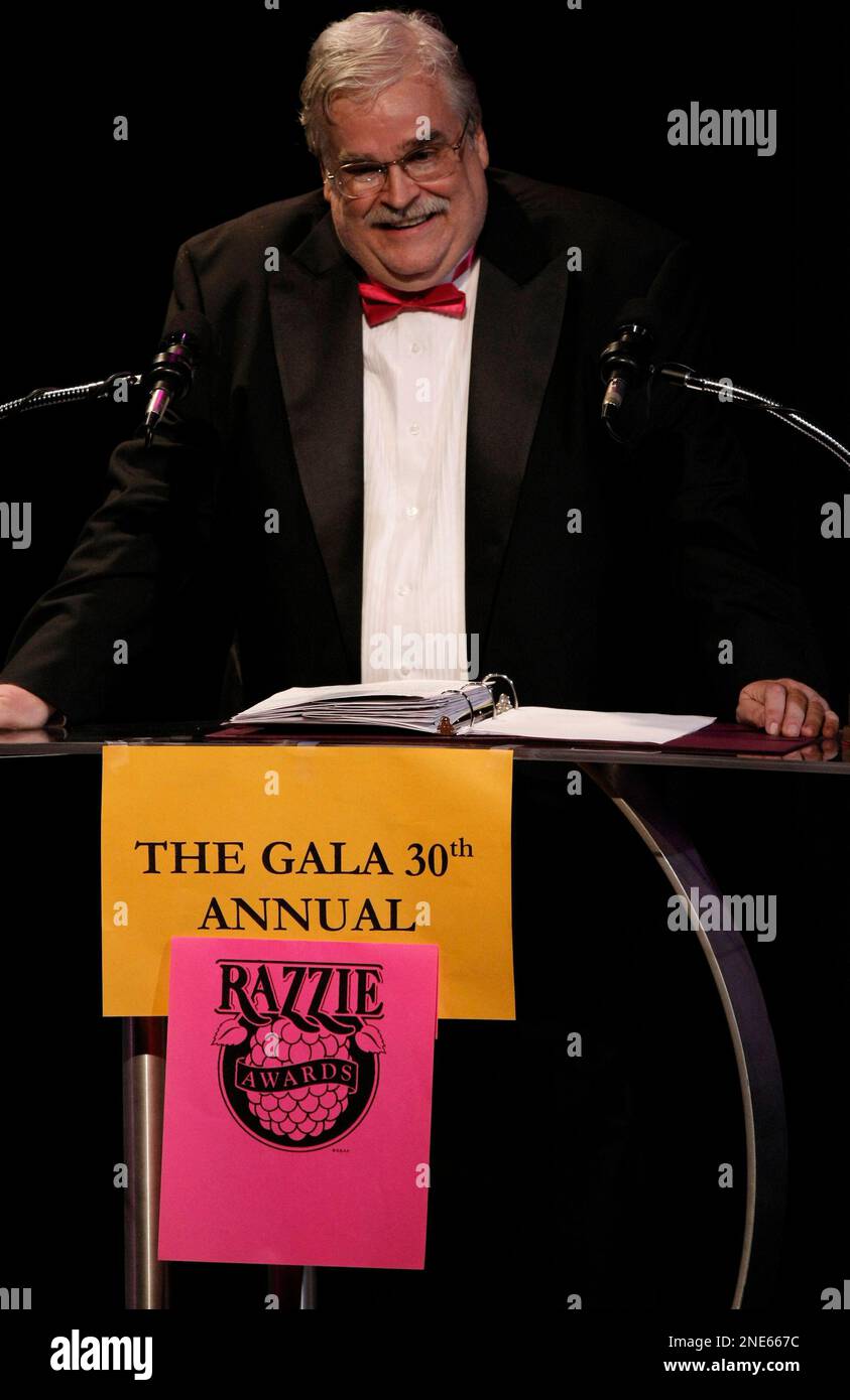 Razzie Award founder John Wilson speaks at the Razzie Awards in Los ...