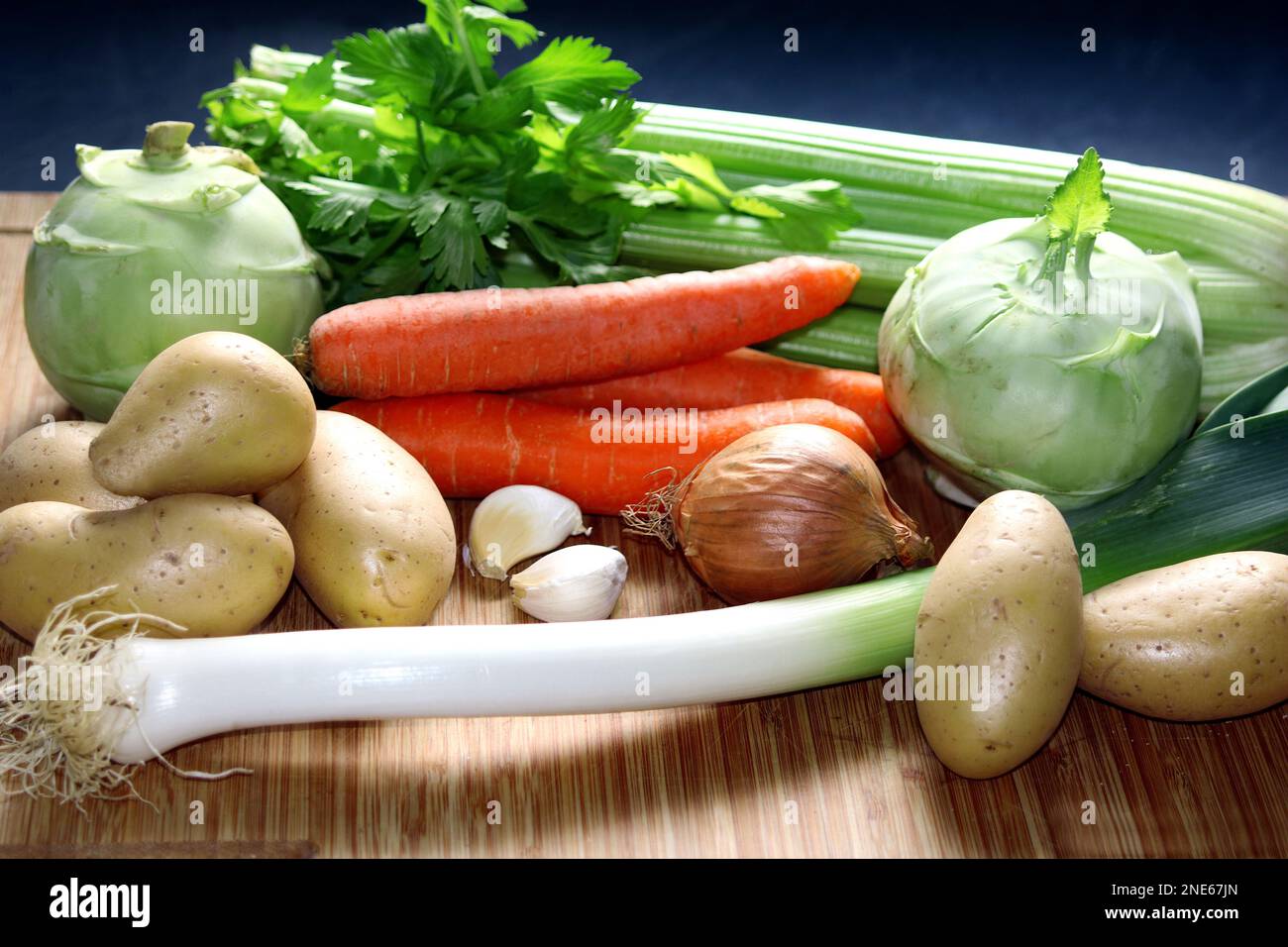 fresh vegetables, onion, carotts, potatoes, garlic, Kohl rabi Stock ...