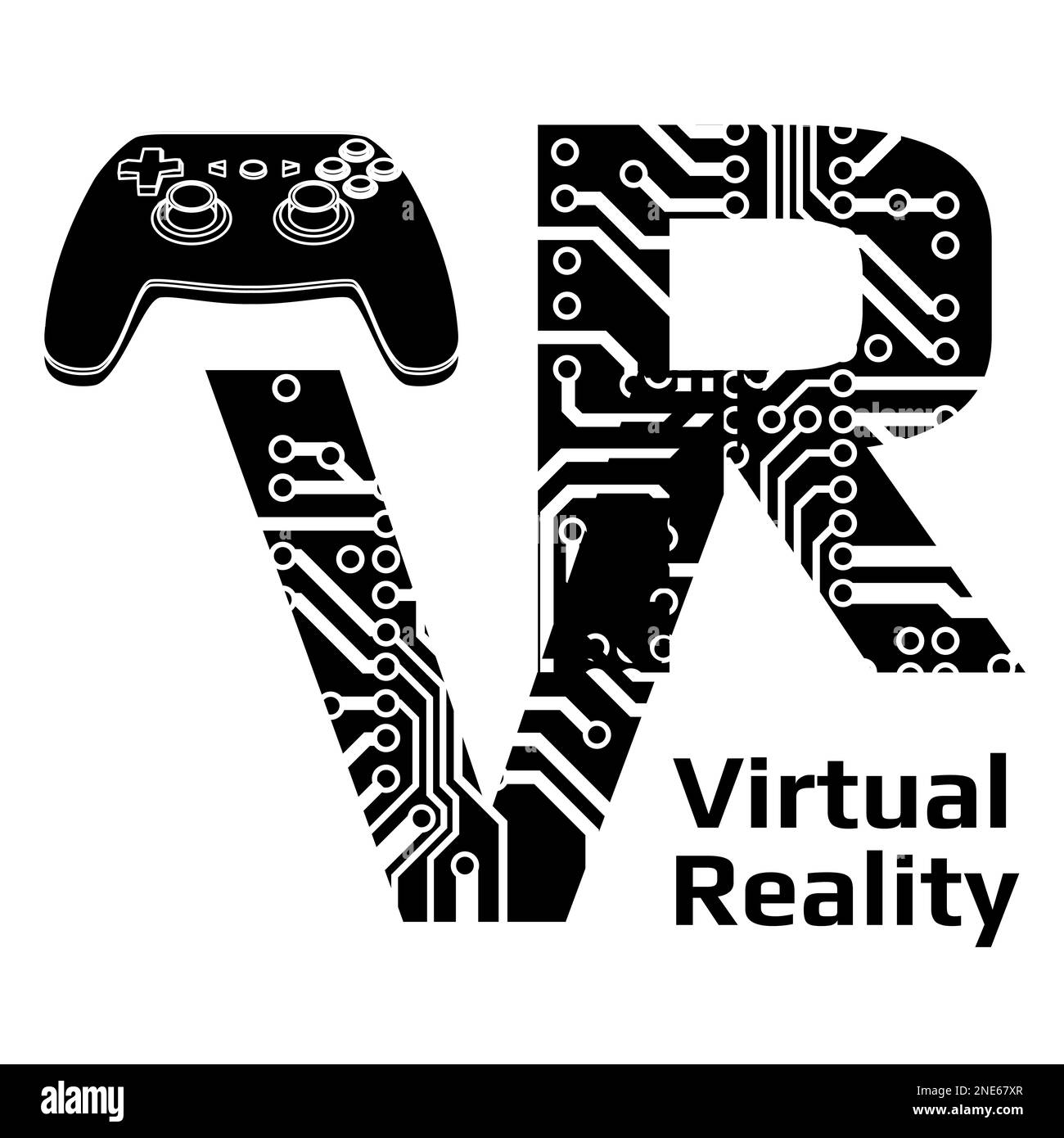 Silhouette letters VR abbreviation for Virtual Reality perforated with ...