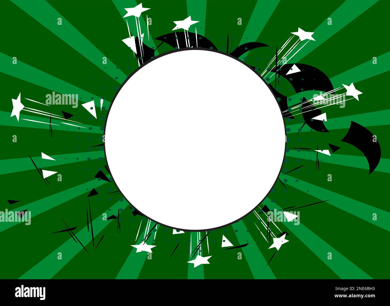 Blank Circle shape on Green pop art comics Background Illustration ...