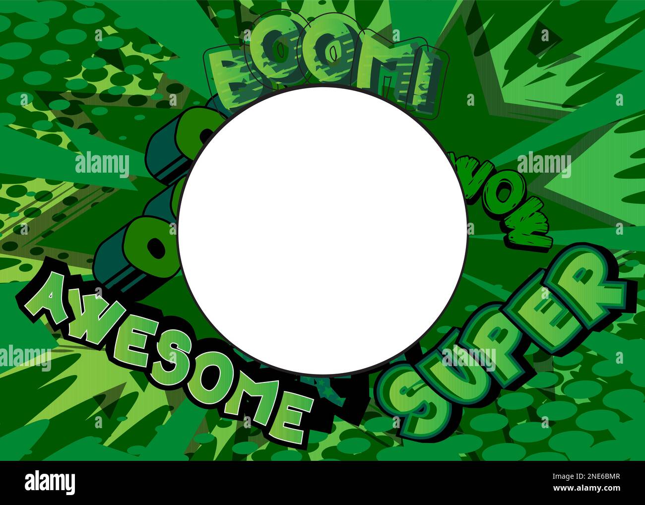 Blank Circle shape on Green pop art comics Background Illustration ...