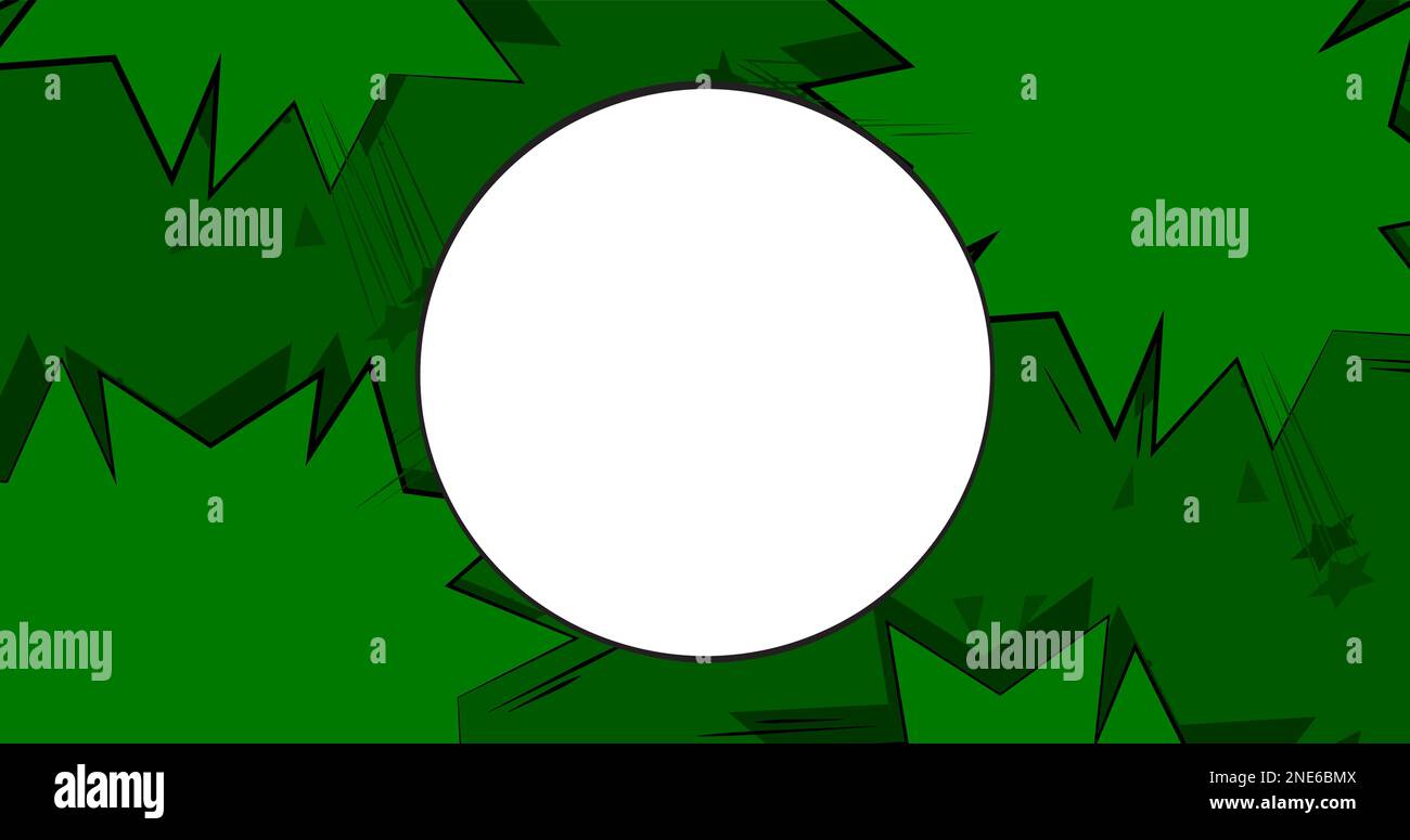 Blank Circle shape on Green pop art comics Background Illustration ...