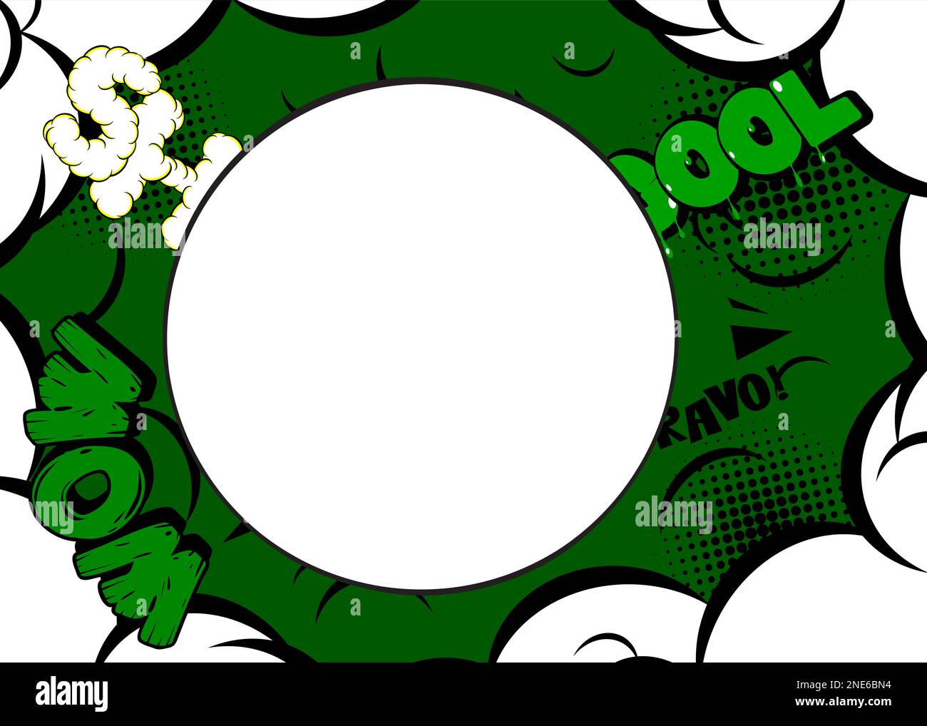 Blank Circle shape on Green pop art comics Background Illustration ...