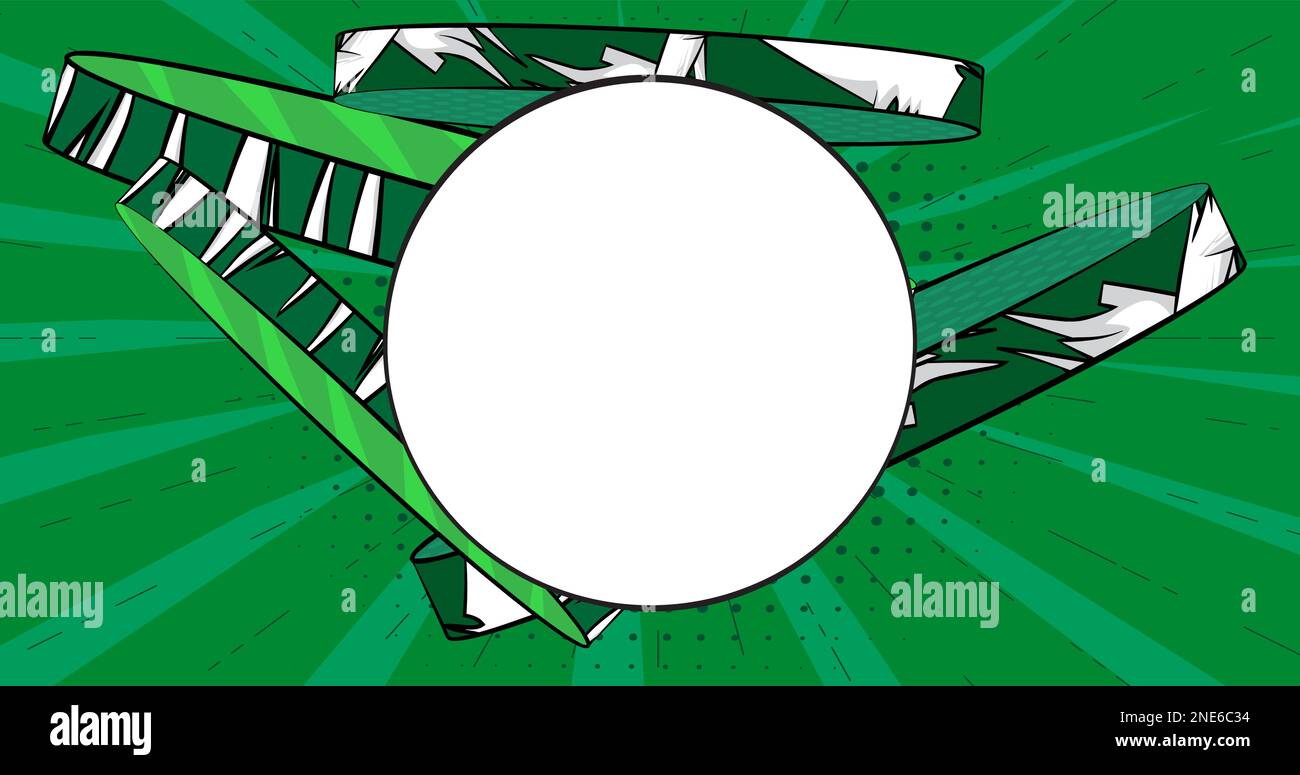 Blank Circle shape on Green pop art comics Background Illustration ...