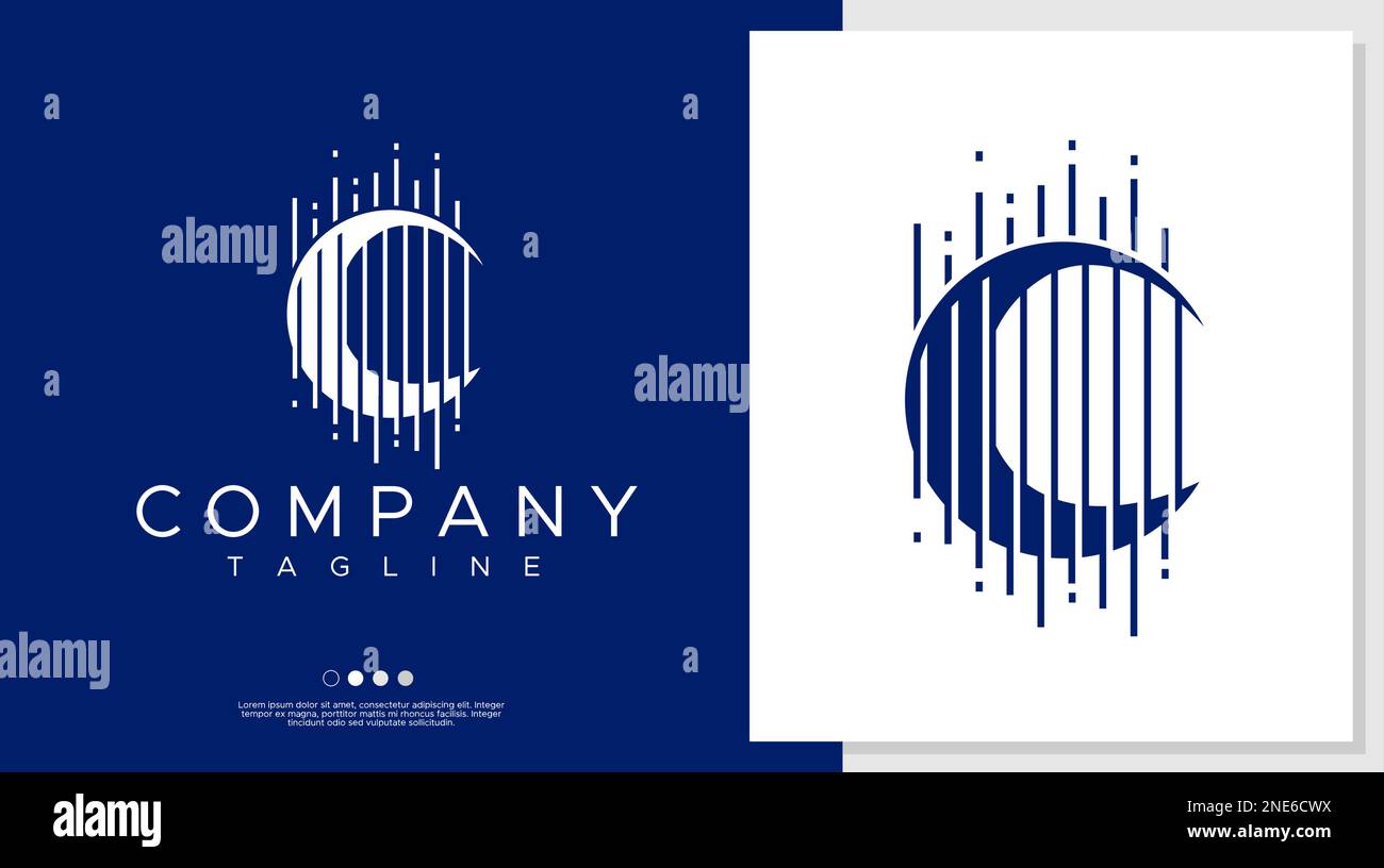 Modern abstract line C letter logo vector. Minimalist C initial logo ...