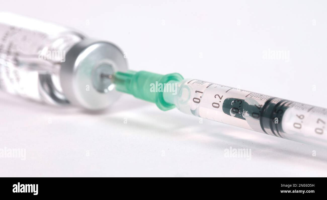 Filling vaccine to syringe before inject, isolated Stock Photo - Alamy