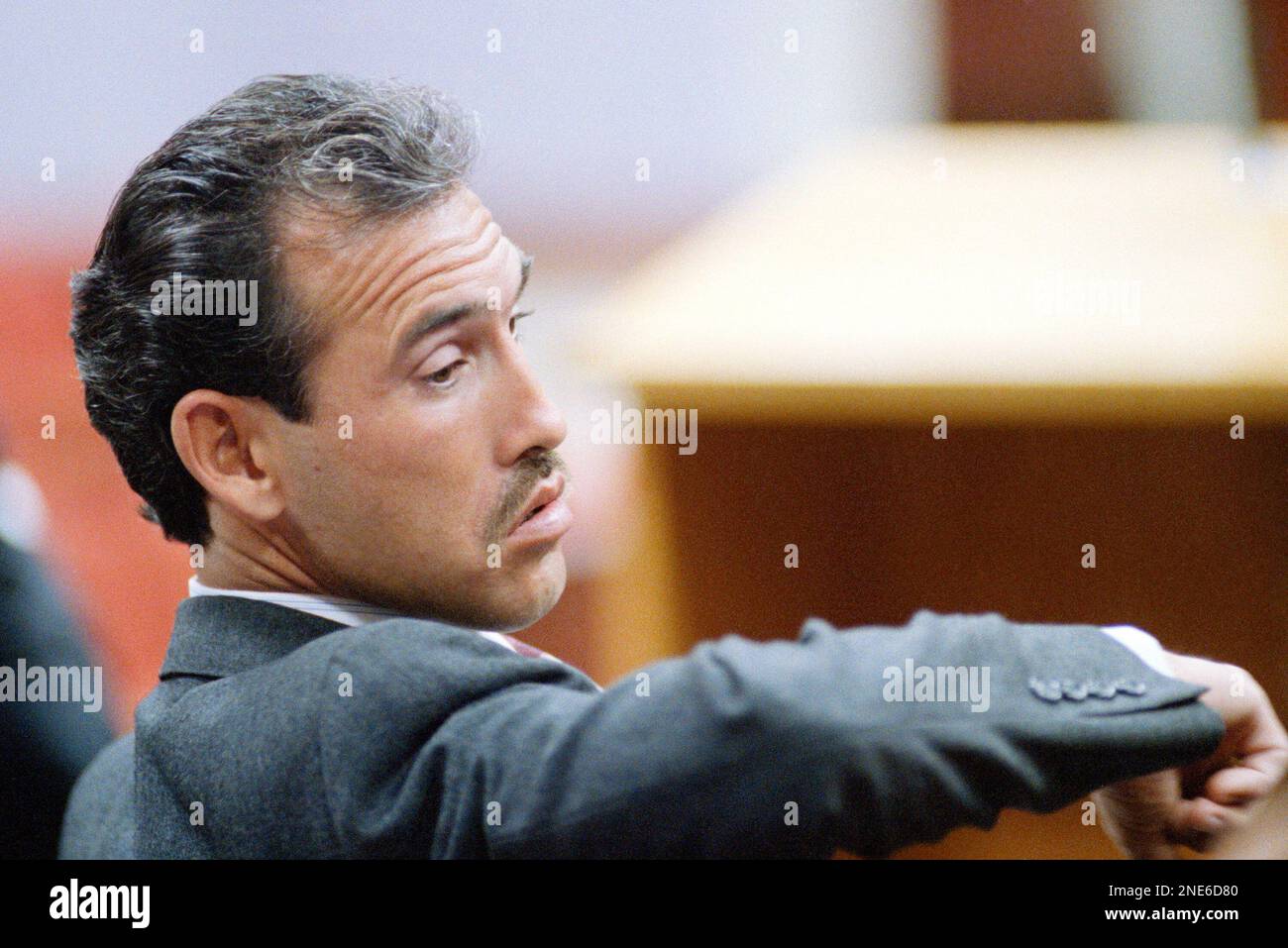 Los Angeles Police Officer Theodore Briseno looks around the Simi ...