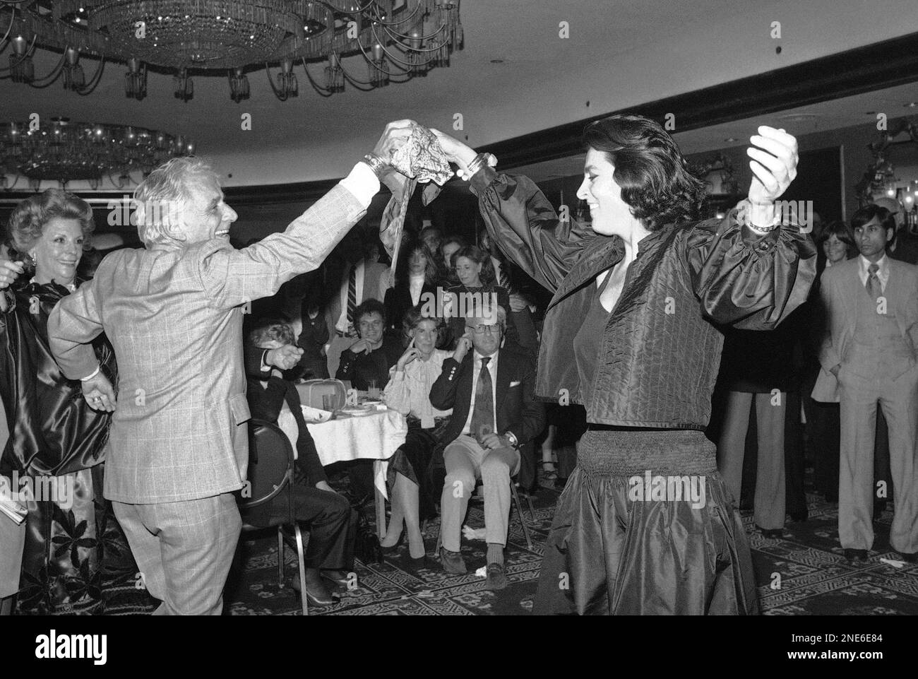 Composer-conductor Leonard Bernstein does a Greek dance with actress ...