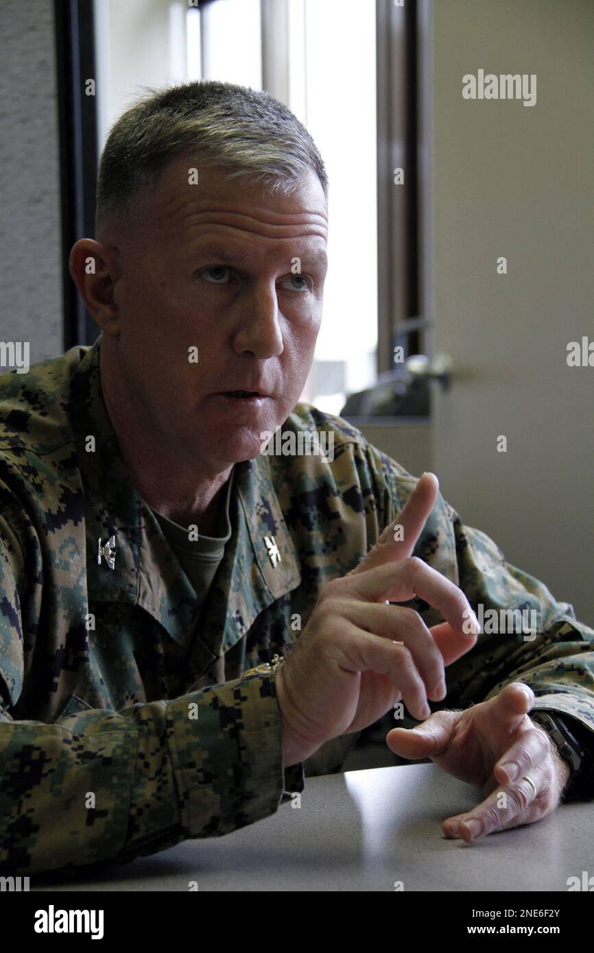 Col. Dale Smith speaks during his interview with The Associated Press ...