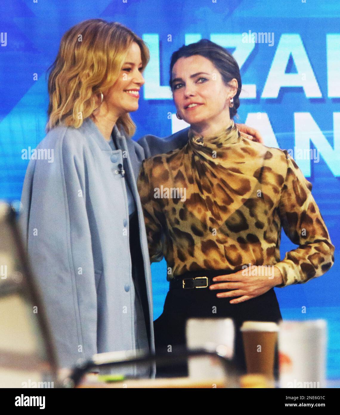 Elizabeth Banks, Keri Russell on Today Show to talk about new movie Cocaine Bear in New York ...