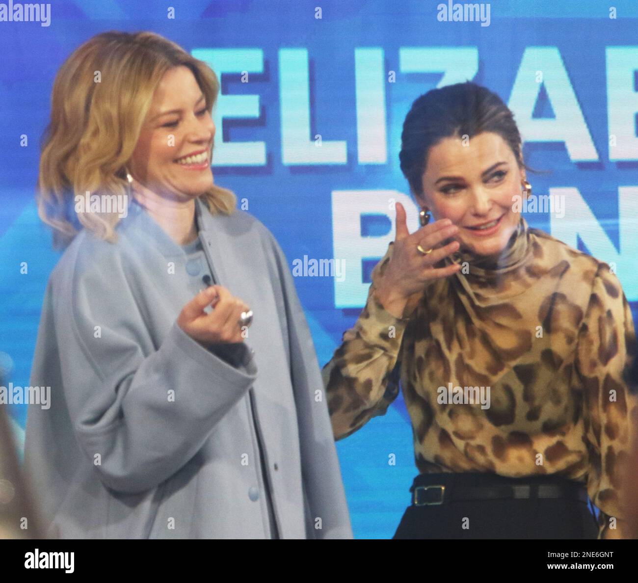 Elizabeth Banks, Keri Russell on Today Show to talk about new movie Cocaine Bear in New York ...