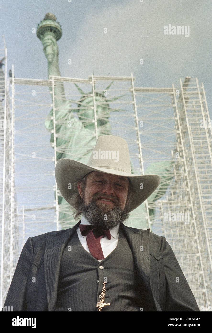 Singer Charles Daniels at the Statue of Liberty in New York on April 13 ...