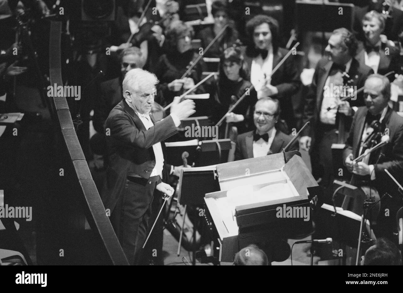 Conductor Leonard Bernstein, left, conducts the Metropolitan Opera ...