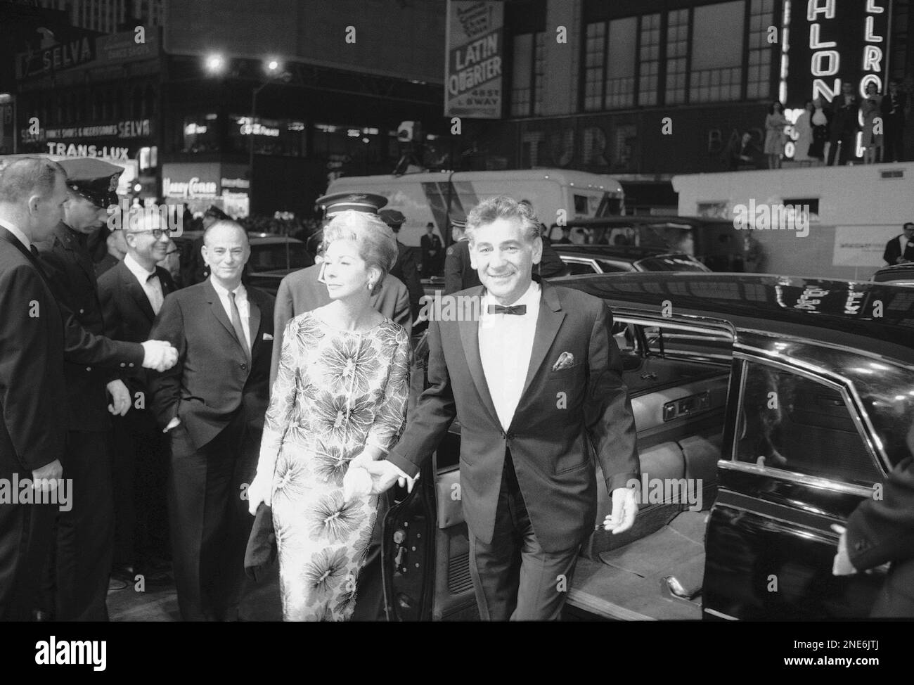 Conductor Leonard Bernstein and wife Felicia arrive at the Rivoli ...