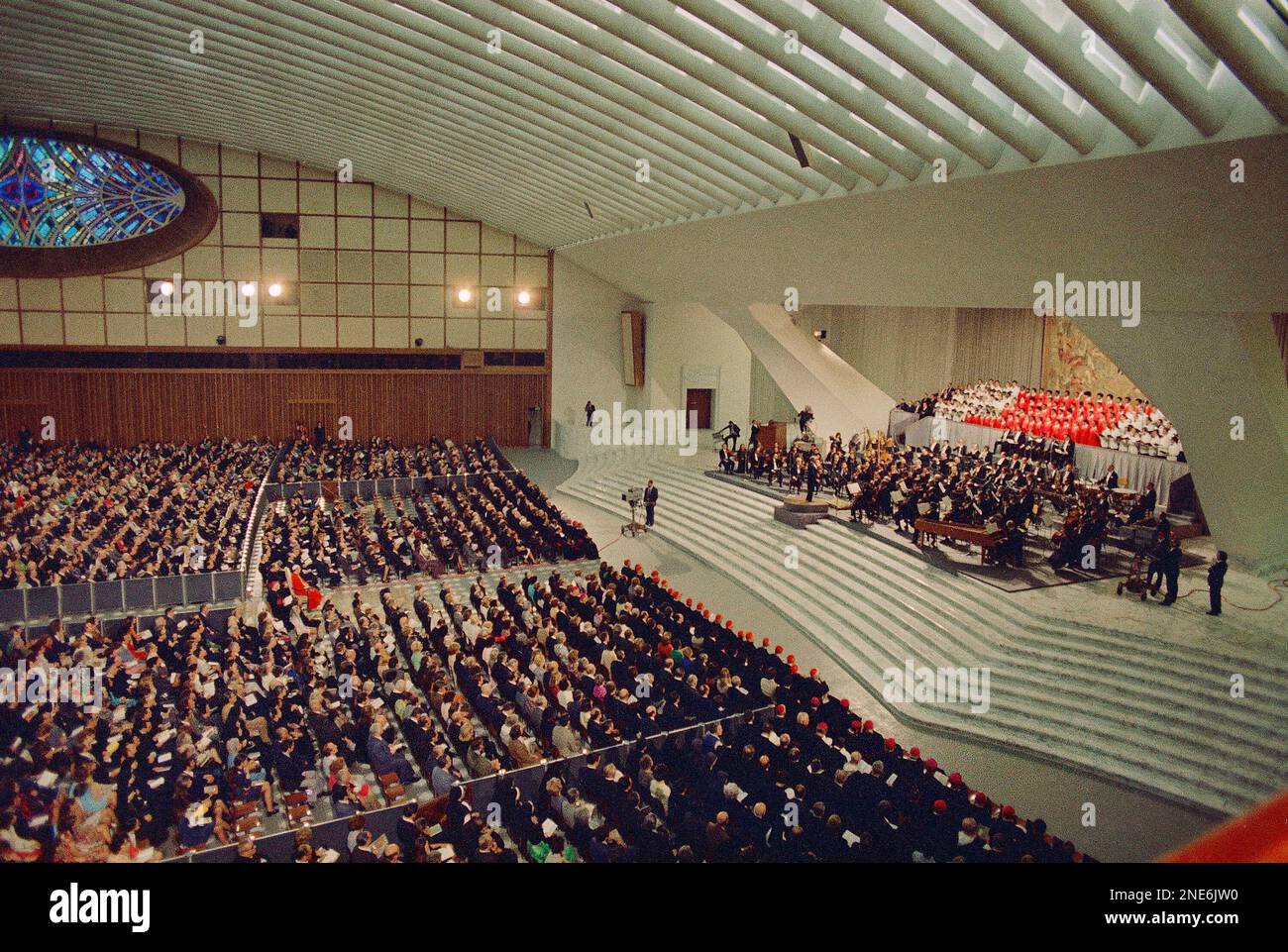 Leonard Bernstein, view of the new audience hall at the Vatican during ...
