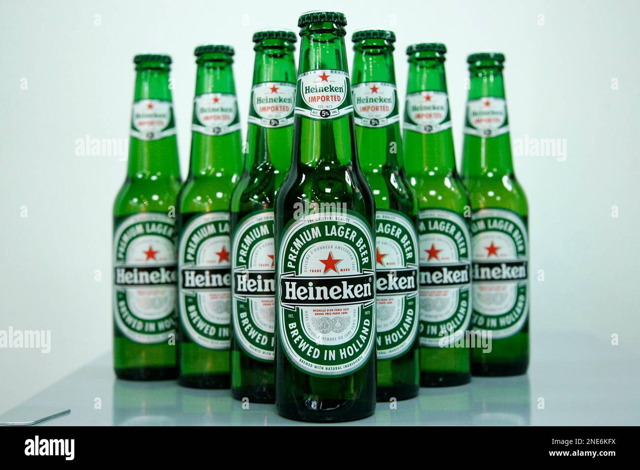 FILE-This Jan. 25, 2008 file photo shows Heineken beer bottles at a ...