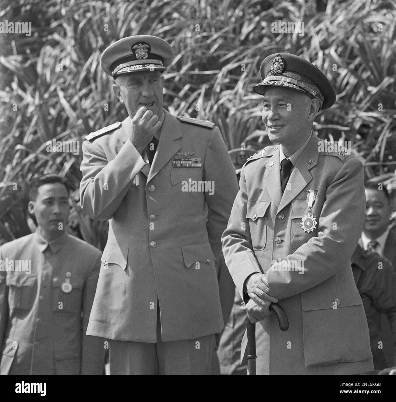 Chinese Nationalist Republic President Chiang Kai-Shek, right, watches ...
