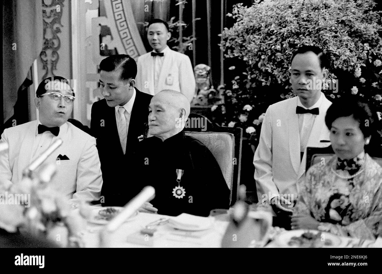 President Chiang Kai-Shek of Nationalist China hosts at a dinner party ...