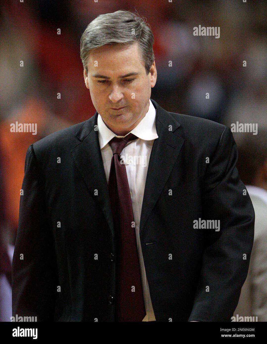 Mississippi State coach Rick Stansbury walks offcourt after the first ...