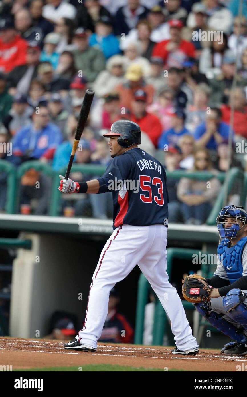 Atlanta Braves batter Melky Cabrera is shown at the plate against the ...