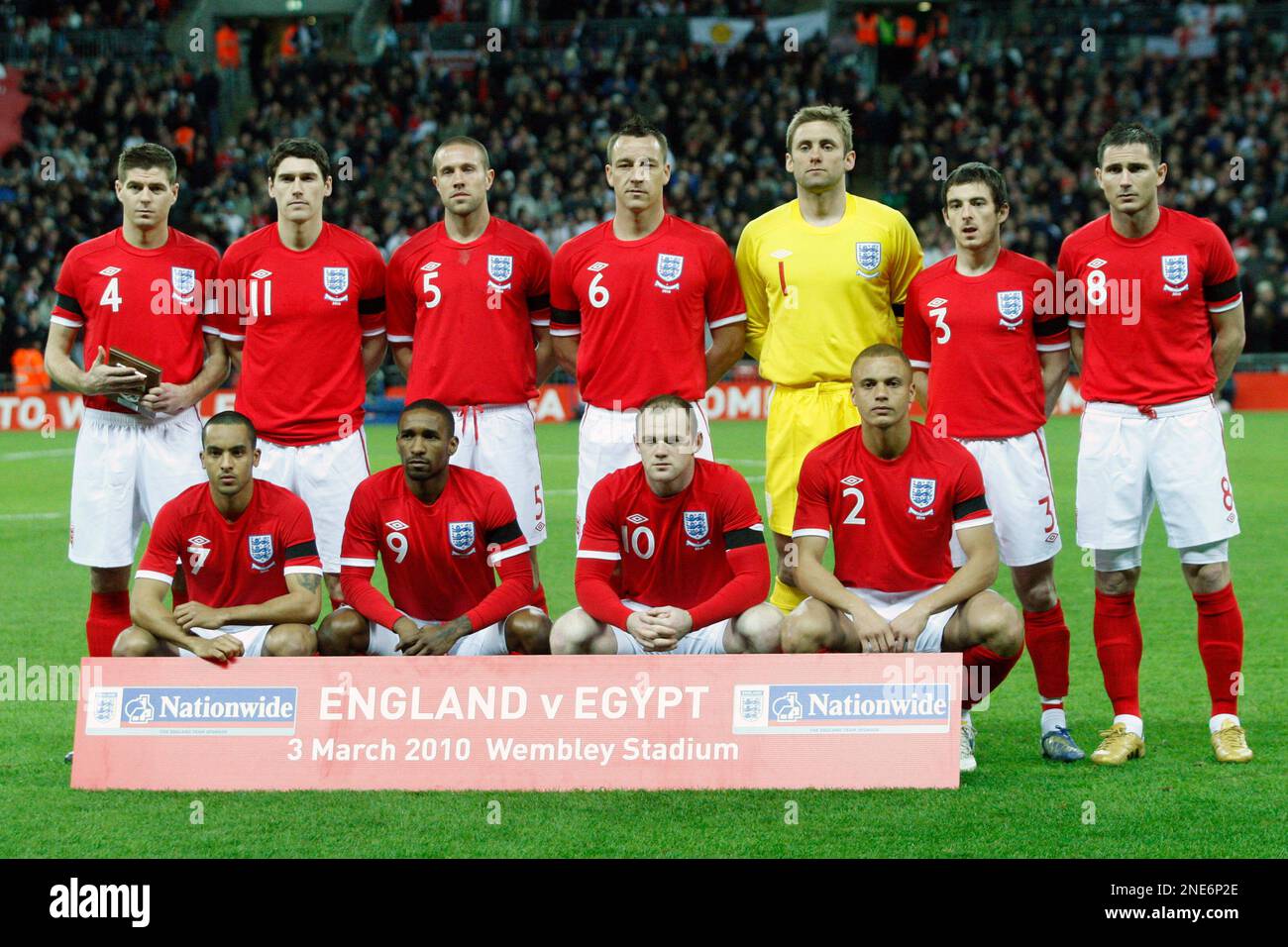 England's players pose before the start of their international soccer ...