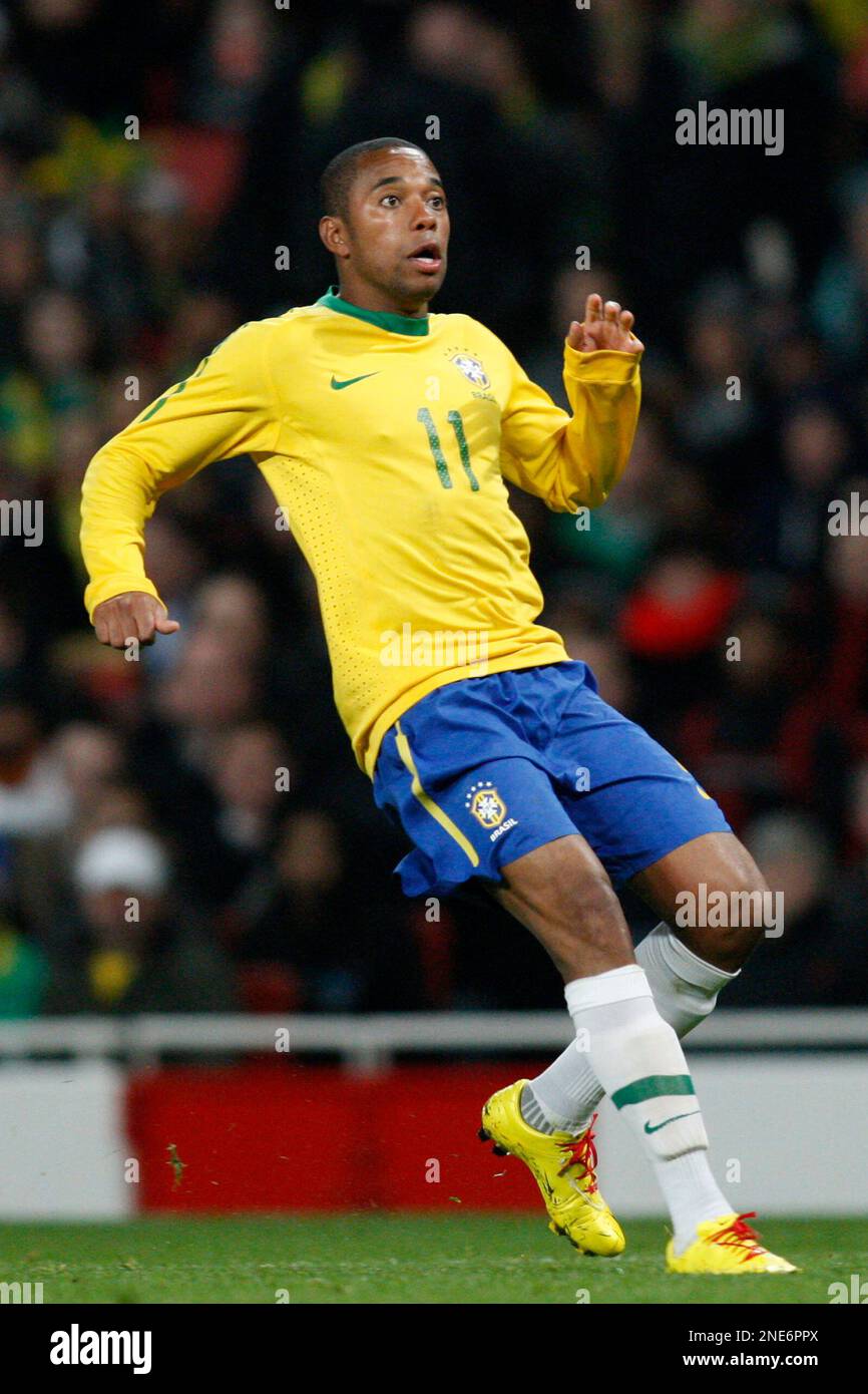 Brazil's Robinho plays against Ireland during their international ...