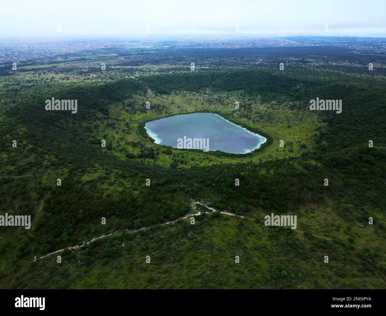 An aerial view of the beautiful Tswaing Meteorite Crater in South ...