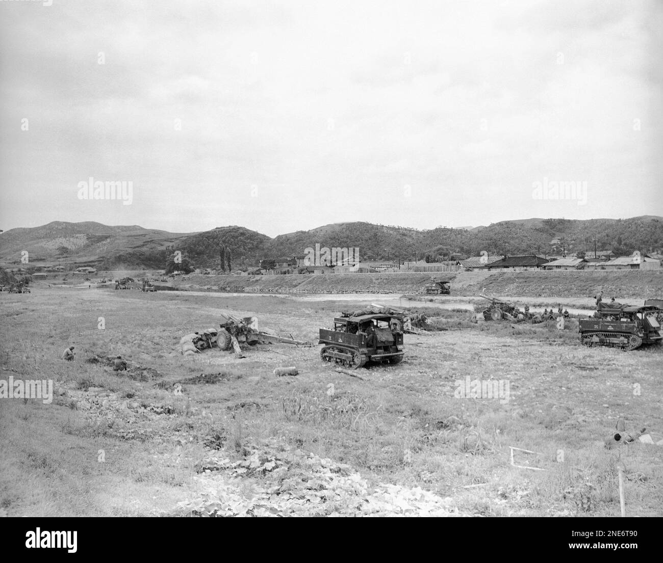 The First Cavalry division?s 155 mm guns are lined up in a gully ...
